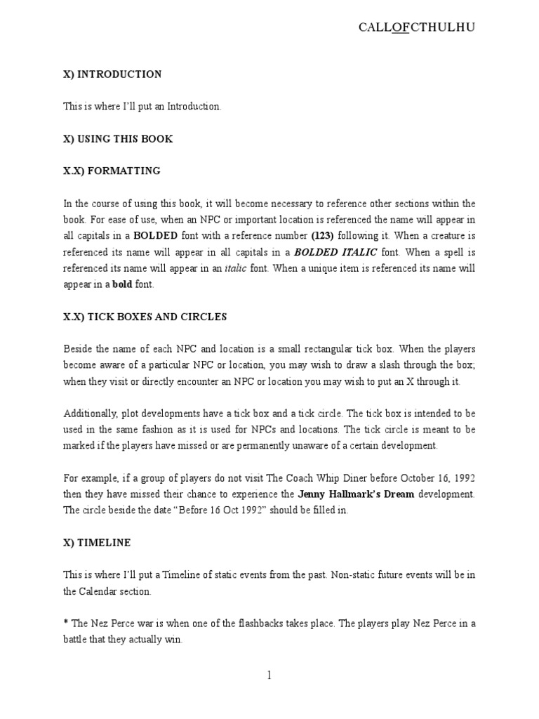 White Bluffs: A Call of Cthulhu Campaign Setting (Early/Incomplete ...