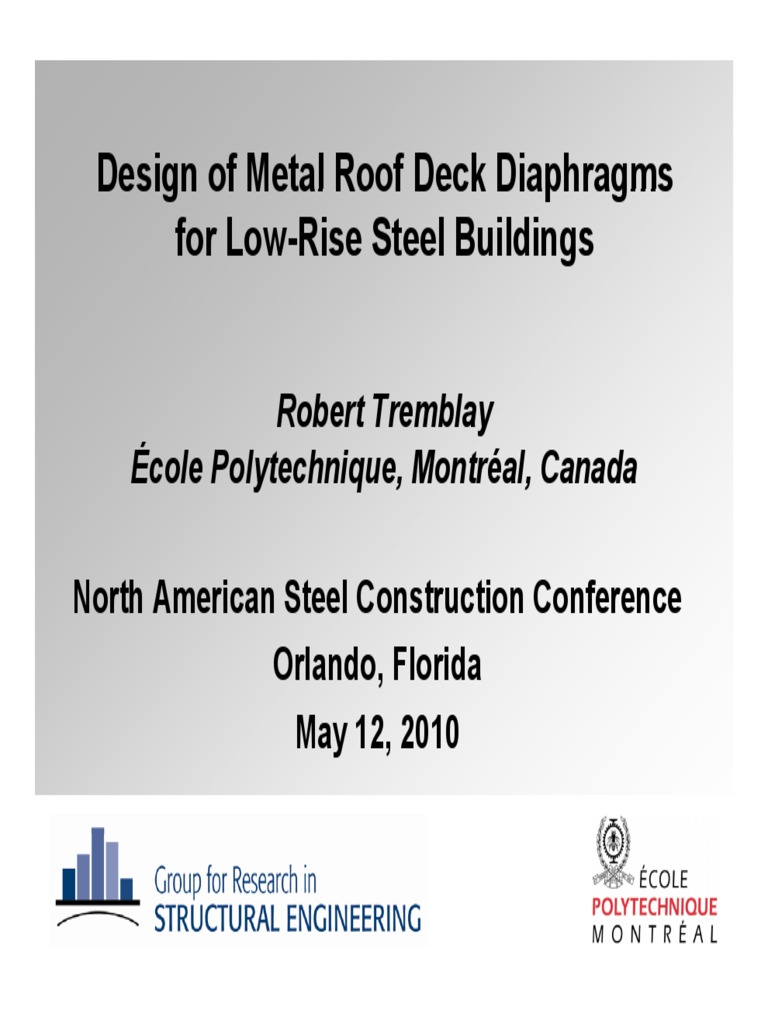 Design of Metal Roof Deck Diaphragms For Low-Rise Steel Buildings | PDF ...
