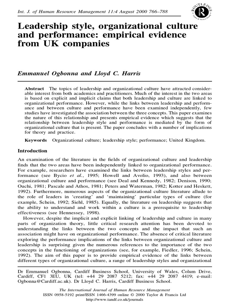 Uk Leadership Style | PDF
