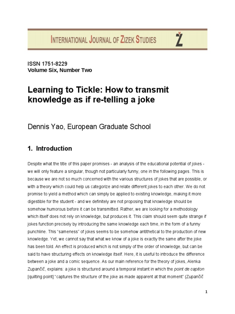 Learning to Tickle: How Transmitting Knowledge through Comedy Can Promote Egalitarian ...
