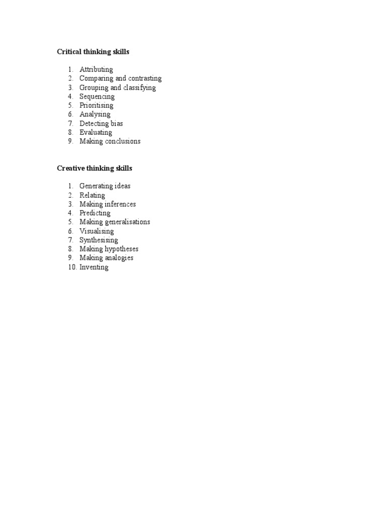 Essential Thinking Skills Overview | PDF