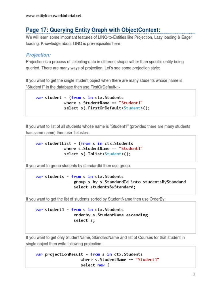 Entity Framework Tutorial Part 02 Pdf Entity Framework Subroutine 4514