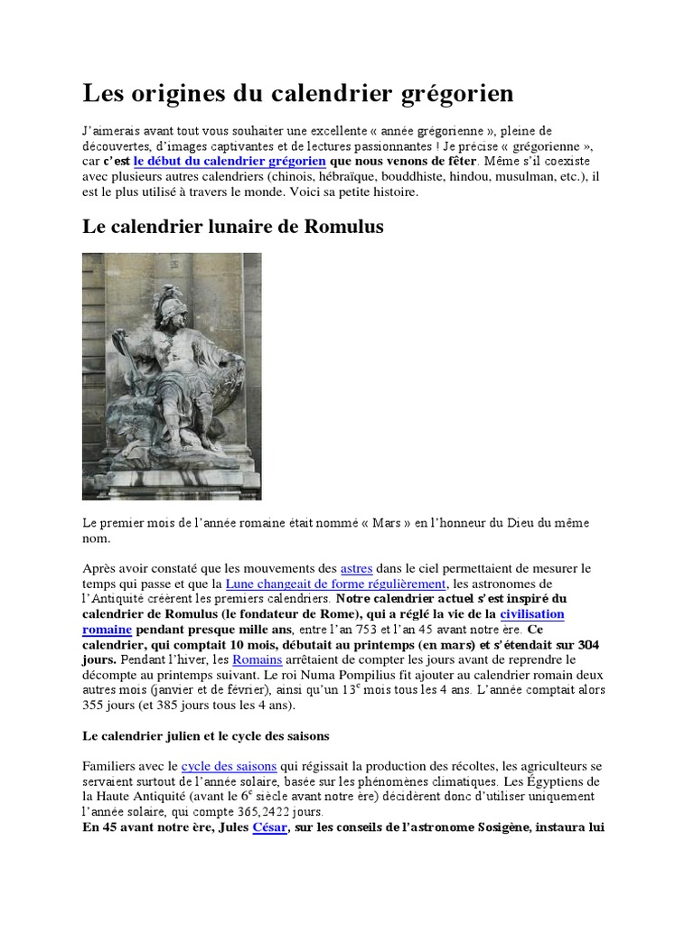 Origines du calendrier grégorien | PDF | Calendrier | Religions et ...