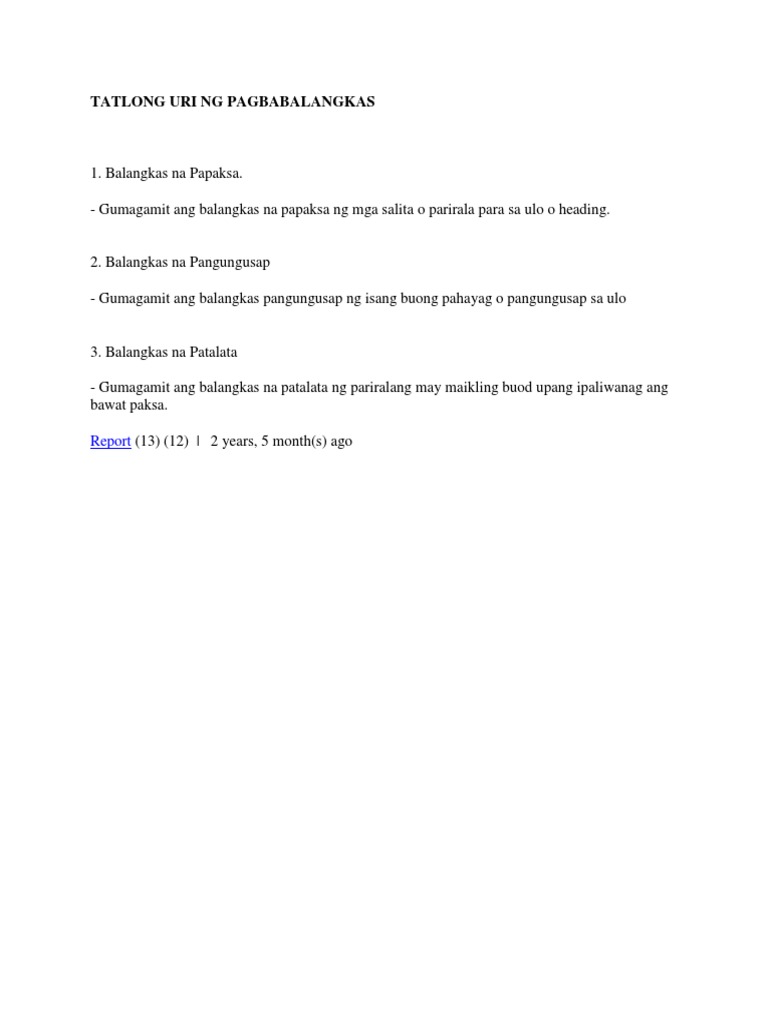 Tatlong Uri NG Pagbabalangkas | PDF