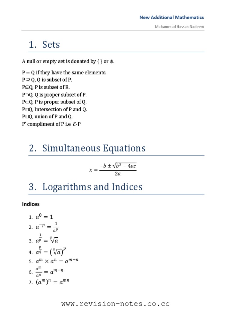 O Level Additional Mathematics Guide | PDF | Matrix (Mathematics ...