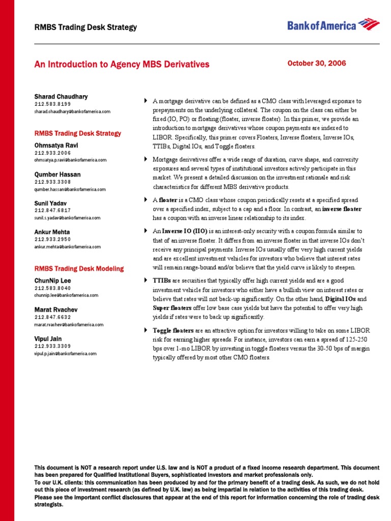 Agency MBS Derivatives Overview | PDF | Bond Duration | Bonds (Finance)