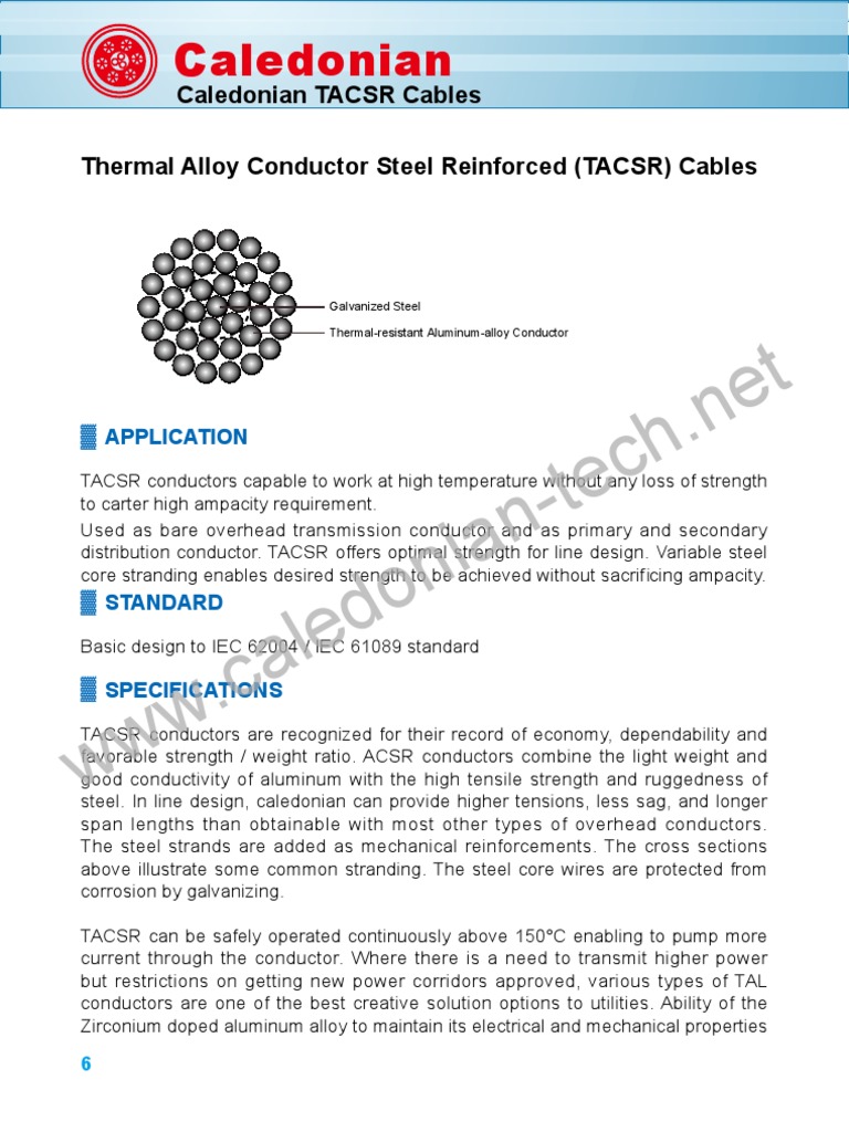 Caledonian: Caledonian TACSR Cables Thermal Alloy Conductor Steel ...
