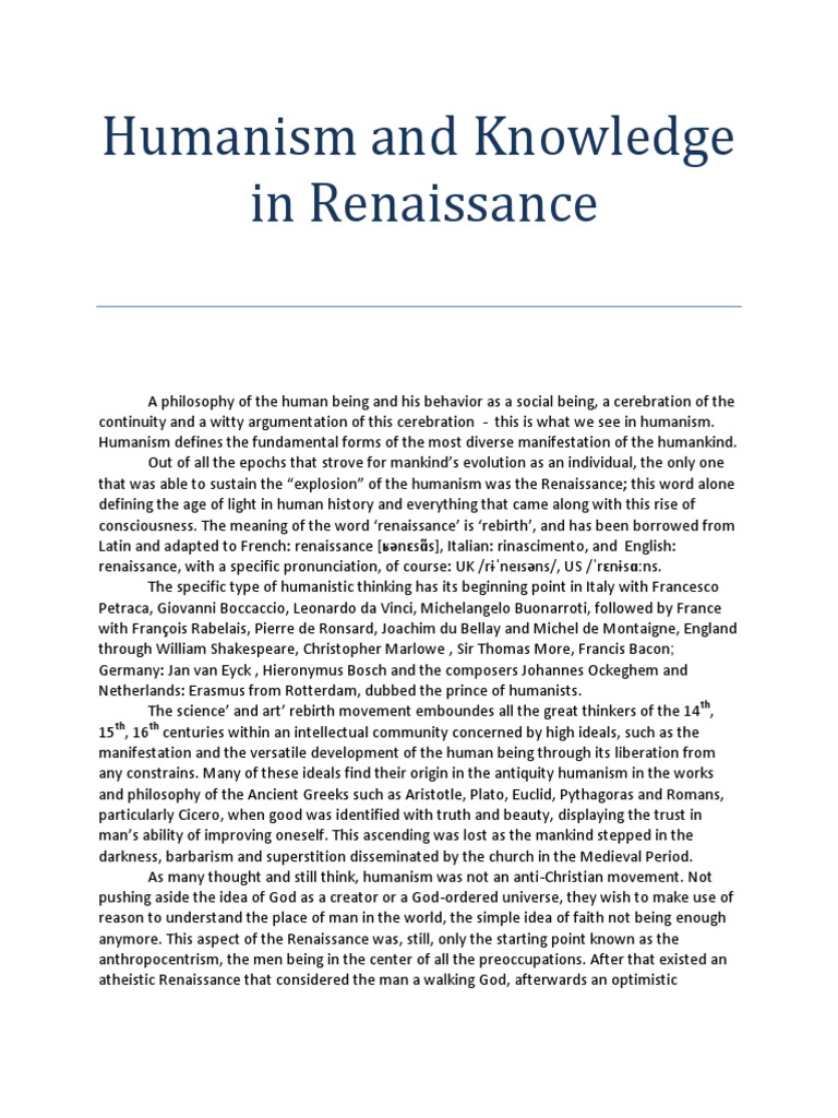 Humanism and Knowledge in Renaissance: TH TH TH | PDF | Humanism ...