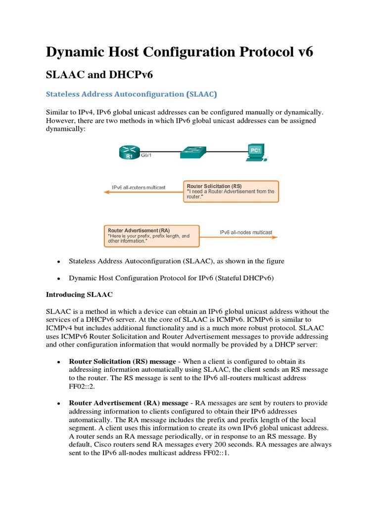 Dynamic Host Configuration Protocol V6 Slaac And Dhcpv6 Pdf I Pv6