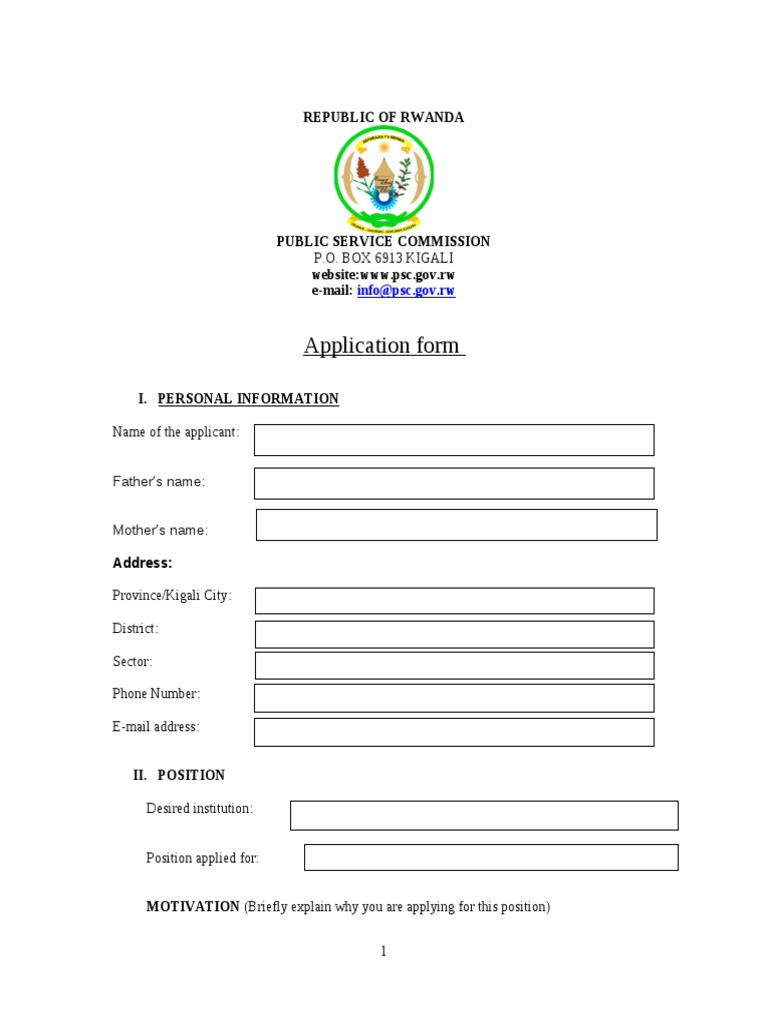 Application Form English | PDF