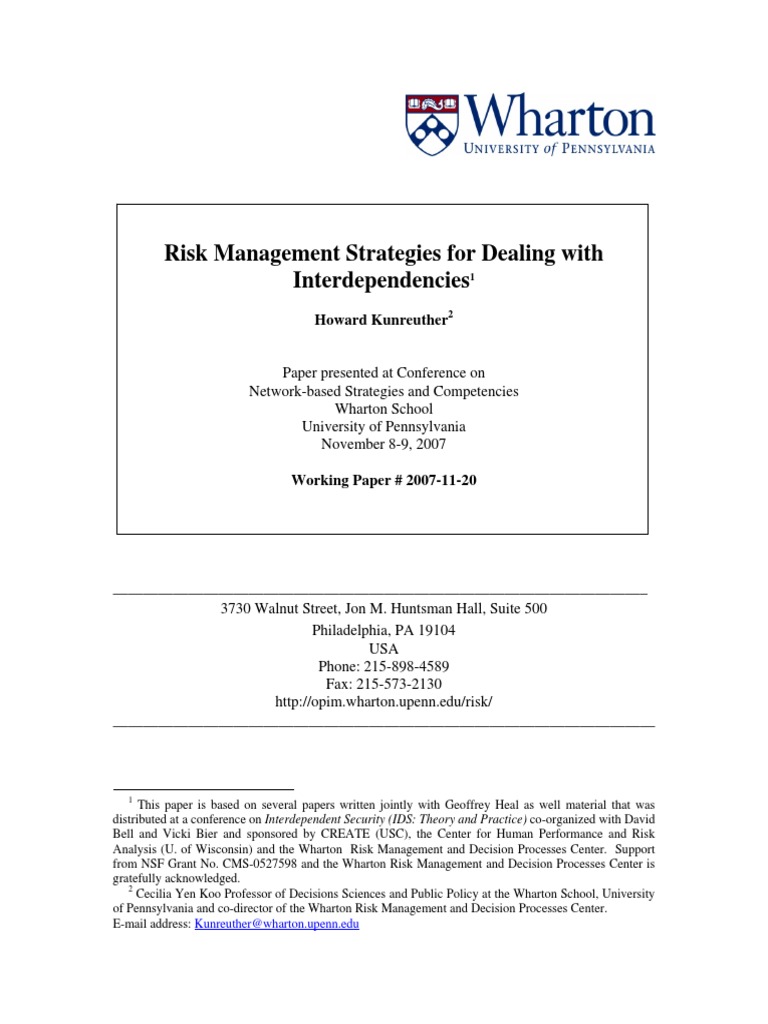 Risk Interdependency | PDF | United States Environmental Protection ...