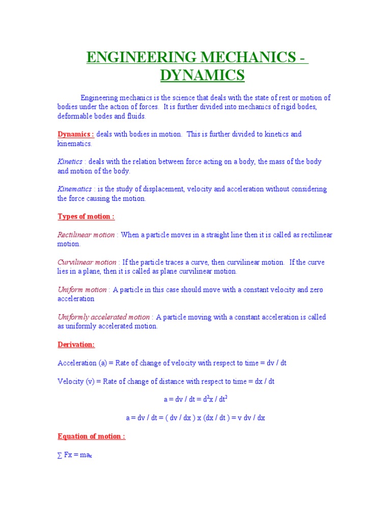 Engineering Mechanics - Dynamics | PDF | Acceleration | Kinematics