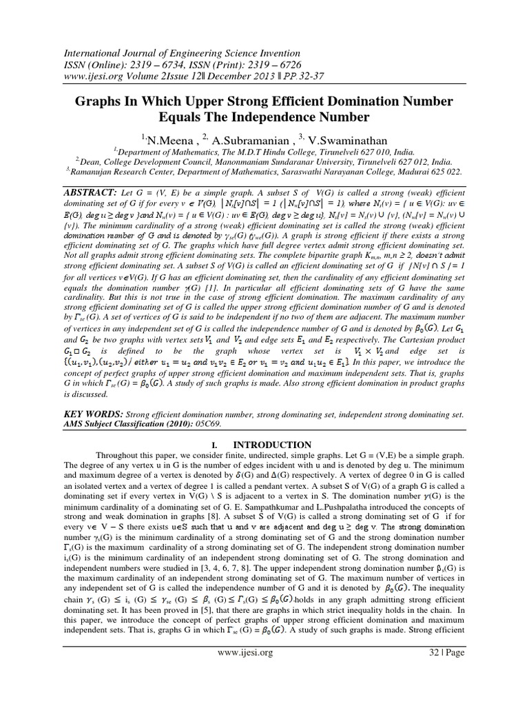 Graphs in Which Upper Strong Efficient Domination Number Equals The ...