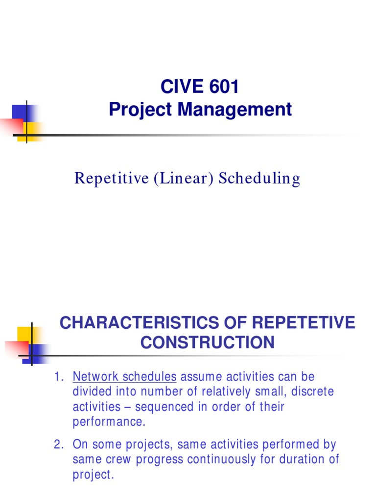 An Overview of Linear Scheduling Techniques for Repetitive Construction Projects | PDF | Slope ...