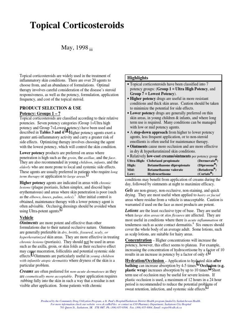 Topical Corticosteroids: Highlights | PDF | Topical Medication ...