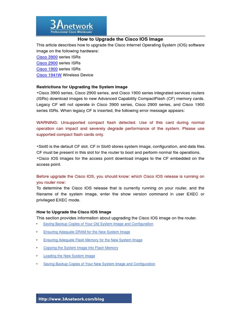 1-14 How To Upgrade The Cisco IOS Image | PDF | Cisco Systems | Ios