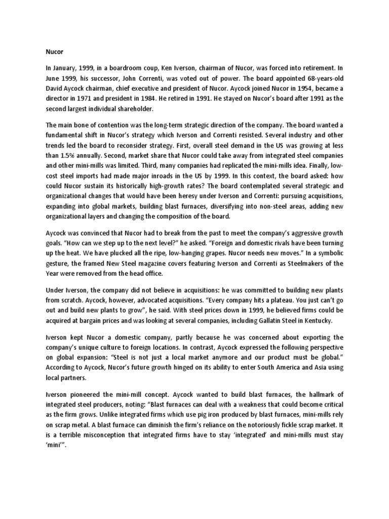 Nucor Case Study | PDF | Steel | Economies