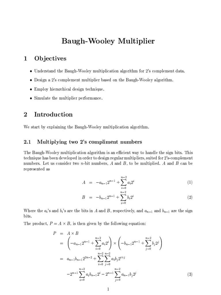 Baugh Wooley Multiplier | PDF