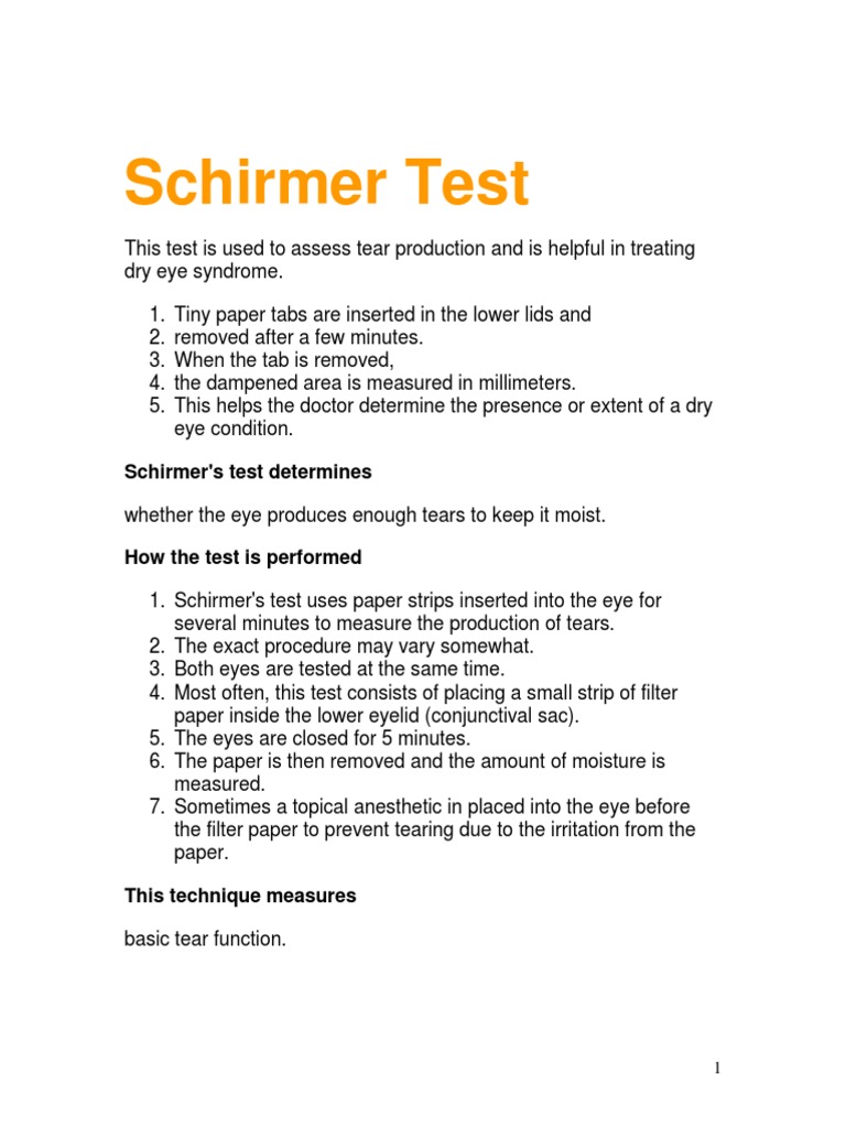 Schirmer Test | PDF | Medical Specialties | Ophthalmology