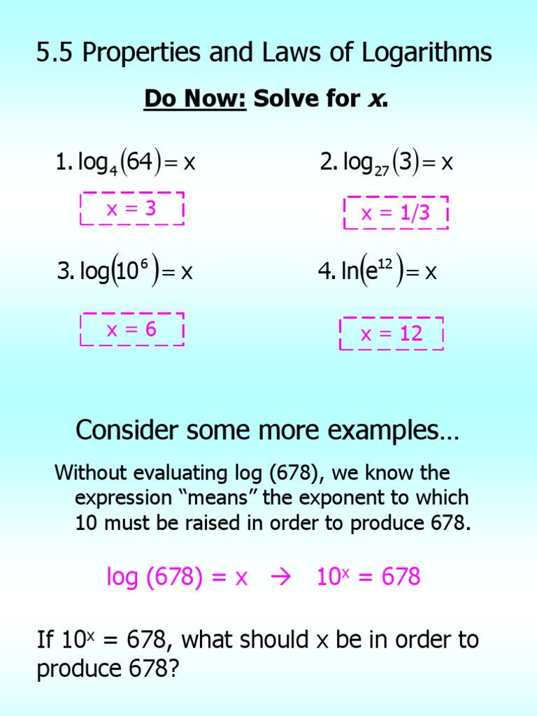 Laws of Logarithms | PDF | Logarithm | Exponentiation