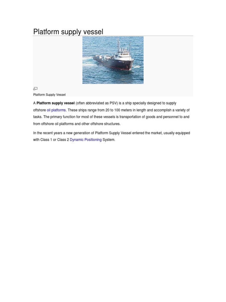 Platform Supply Vessel | PDF