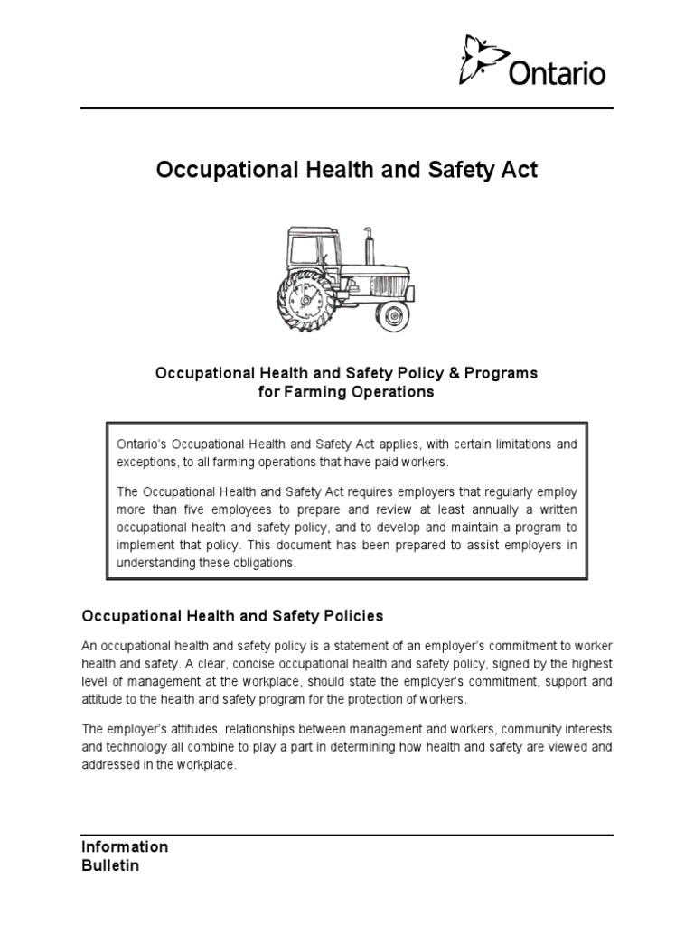 Farming Policy | Occupational Safety And Health | Safety