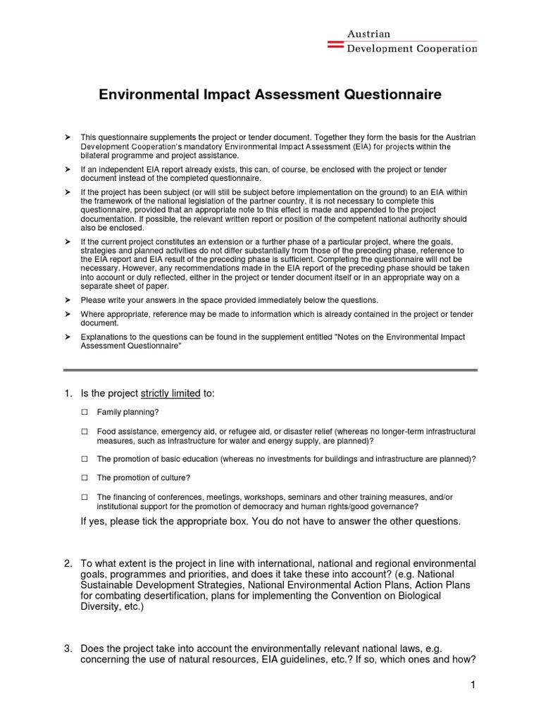07 Environmental Impact Questionnaire 01 | PDF | Environmental Impact ...
