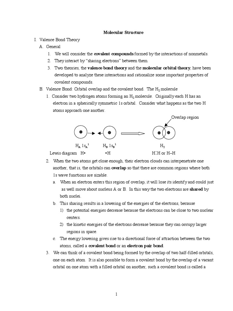 Valence Bond Theory | PDF | Chemical Polarity | Covalent Bond