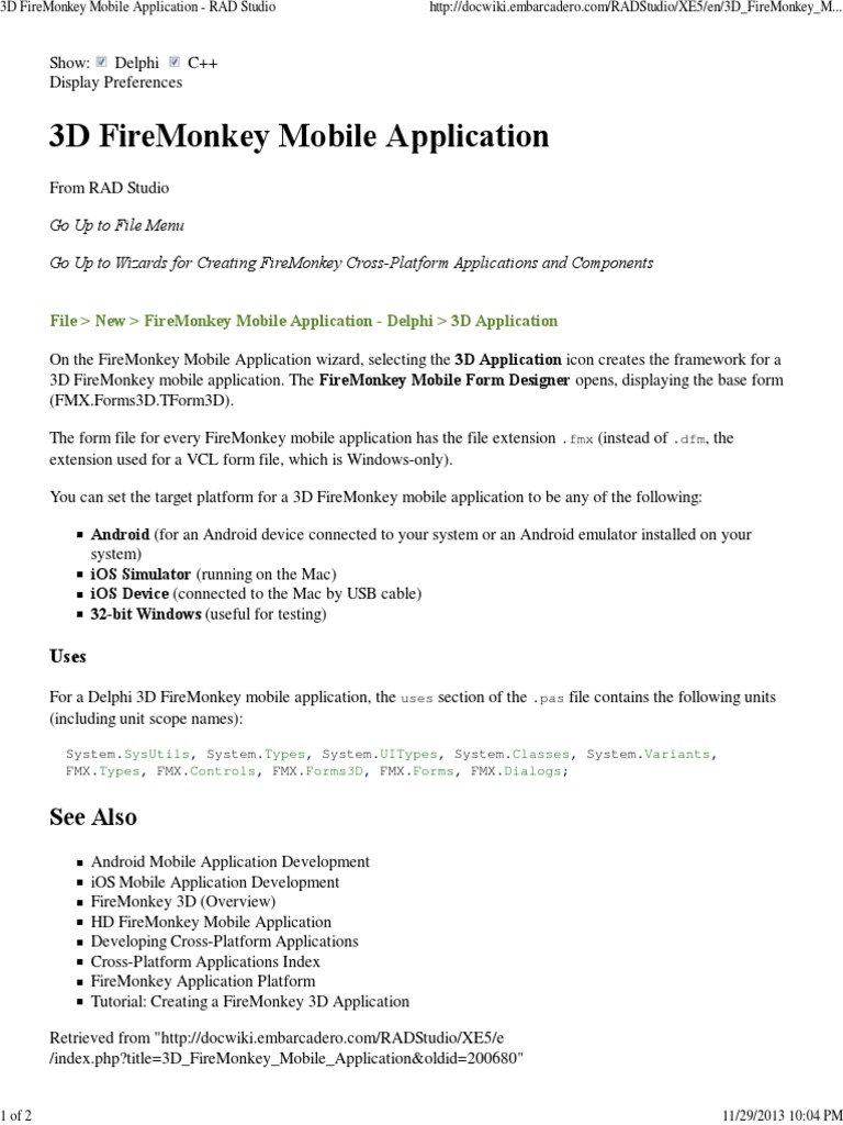 3D FireMonkey Mobile Application - RAD Studio PDF | PDF