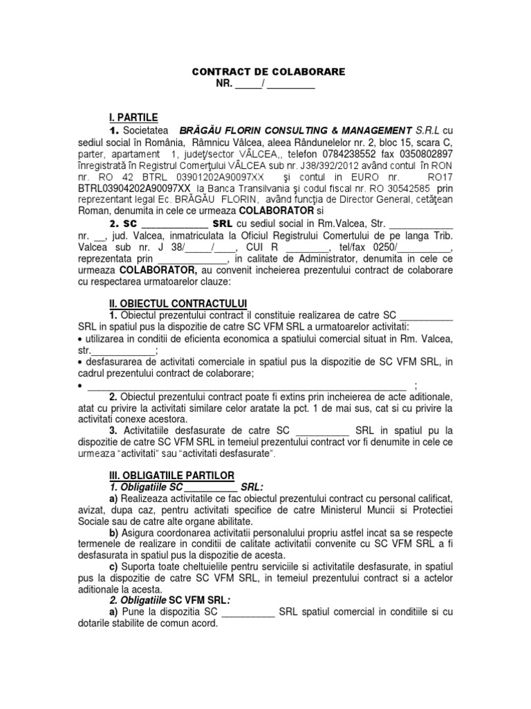 Contract Colaborare Spatiu | PDF