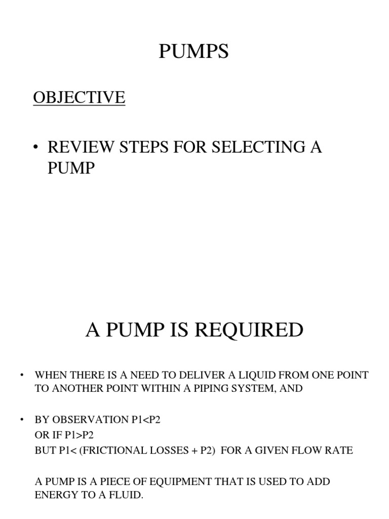 Pumps Presentation | Pump | Pressure