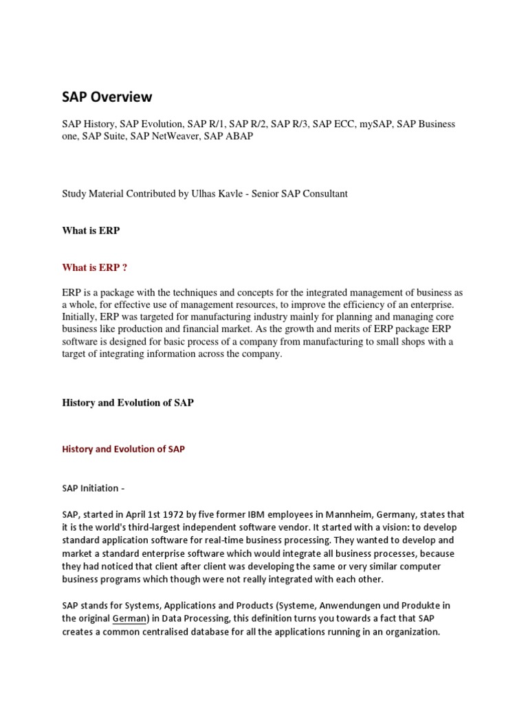 SAP Overview | PDF | Systems Architecture | Sap Se