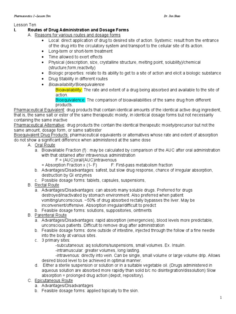 Routes of Drug Administration and Dosage Forms: Understanding Delivery ...