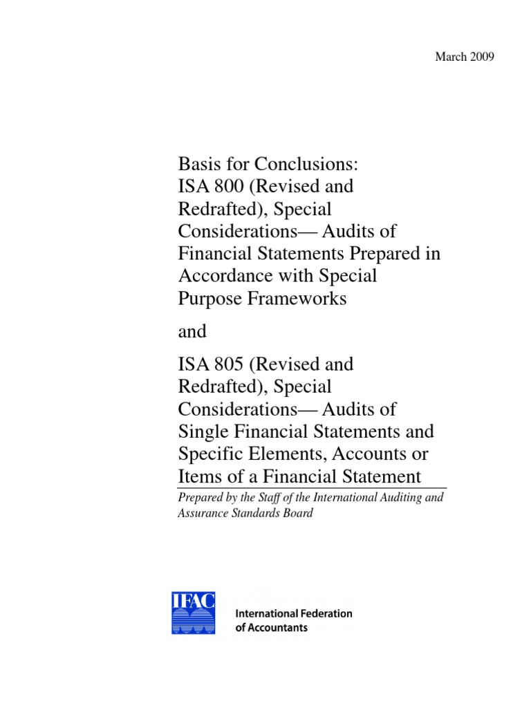Basis For Conclusions ISAs 800 805 Rev and Red PDF | PDF | Auditor's ...