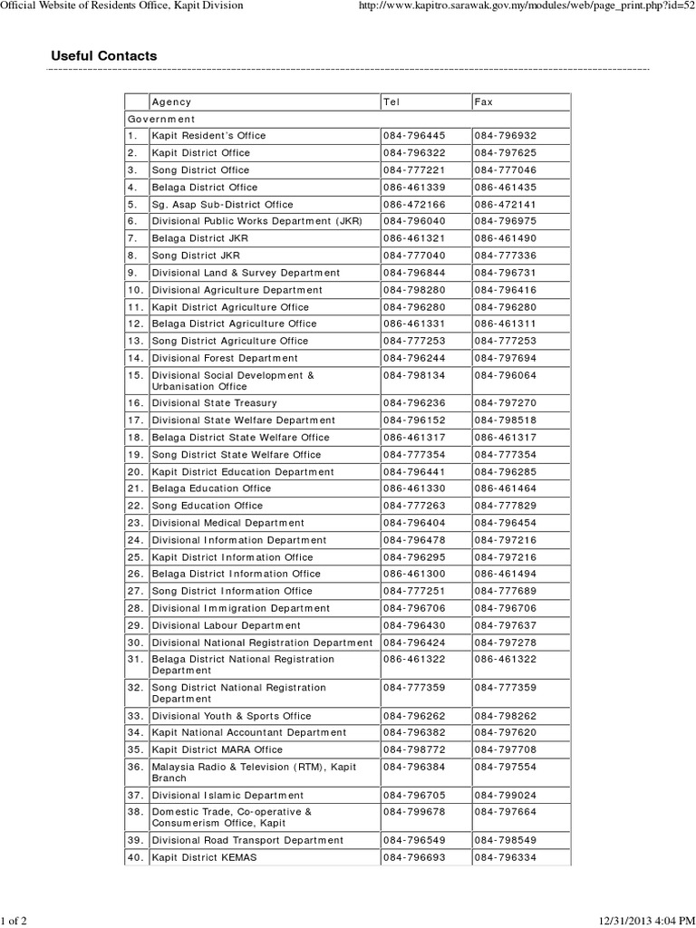 Official Website of Residents Office, Kapit Division | PDF | Government ...