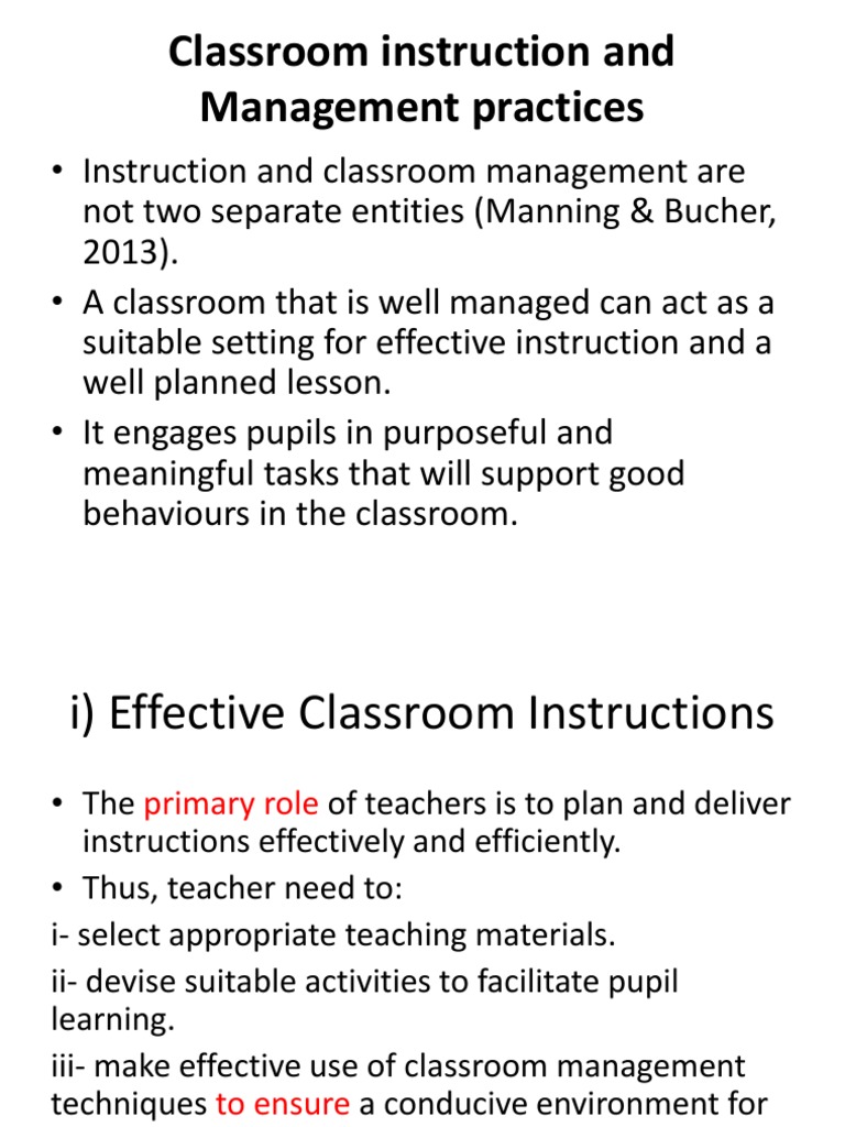 Effective Classroom Instruction Strategies | PDF | Classroom Management ...