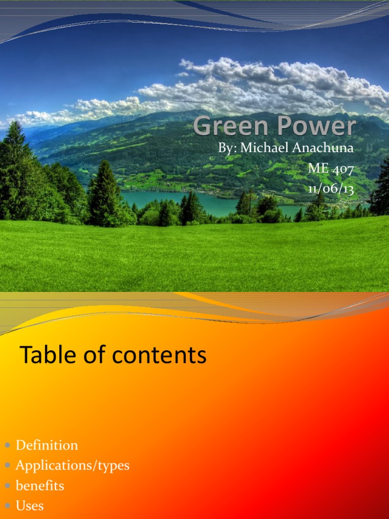 Green+Power Presentation | PDF | Solar Power | Sustainable Energy