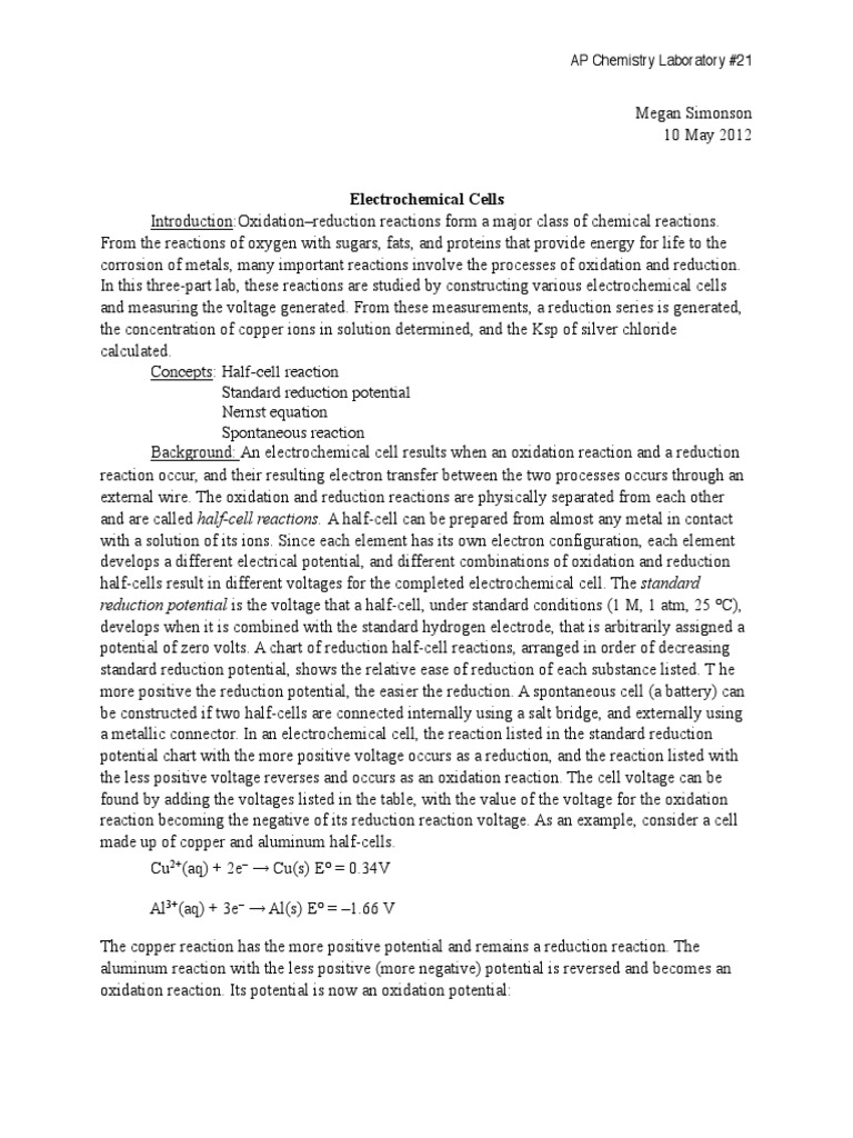 Ap Chem 21pdf | PDF | Redox | Electrochemistry