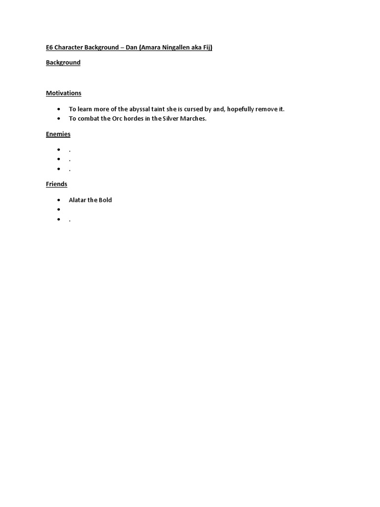 E6 Character Background - Dan (Fij) | PDF