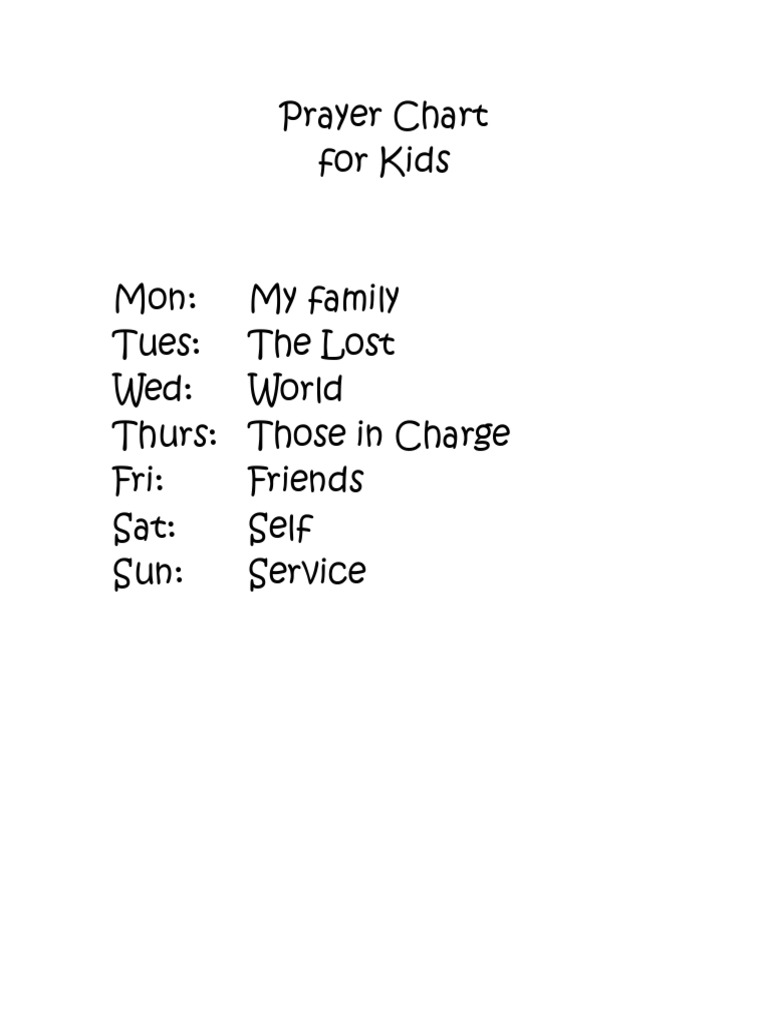 Prayer Chart For Kids | PDF