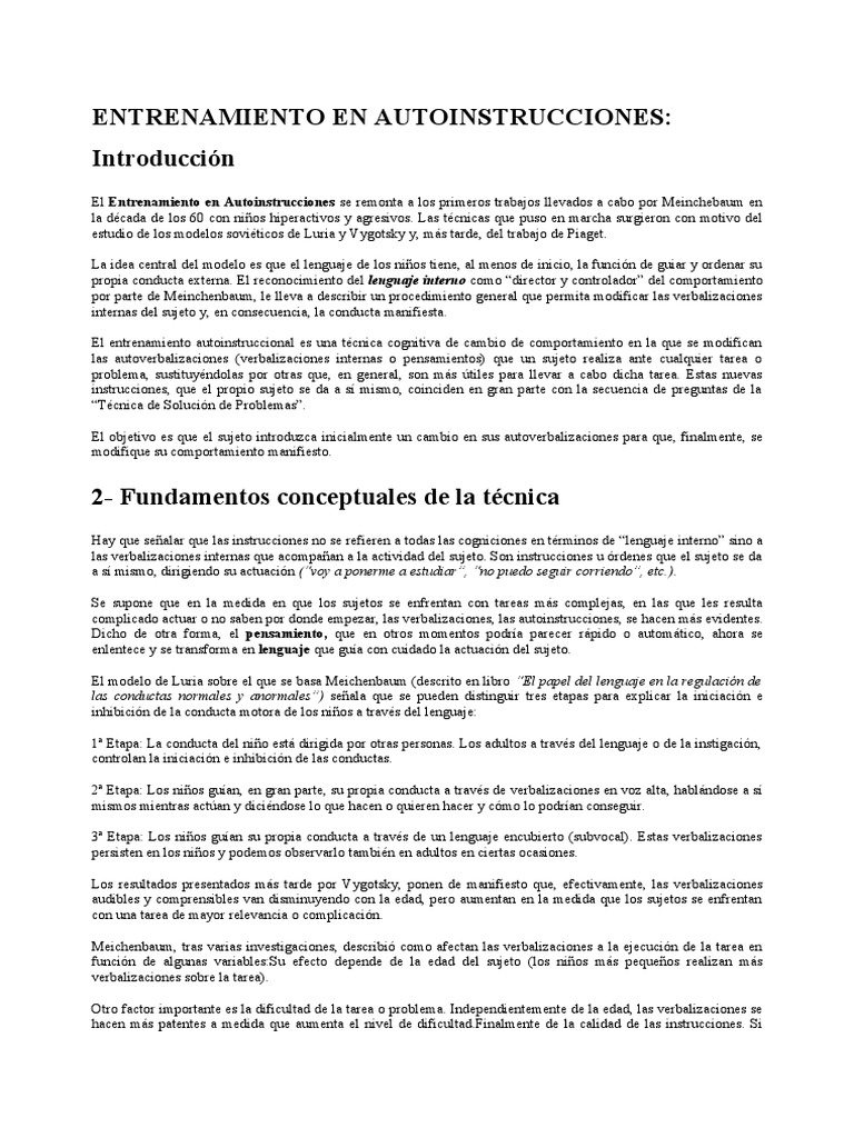 Entrenamiento en Autoinstrucciones | Descargar gratis PDF ...