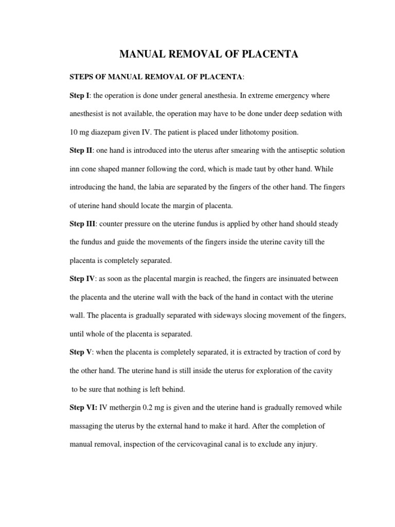 Manual Removal of Placenta | PDF