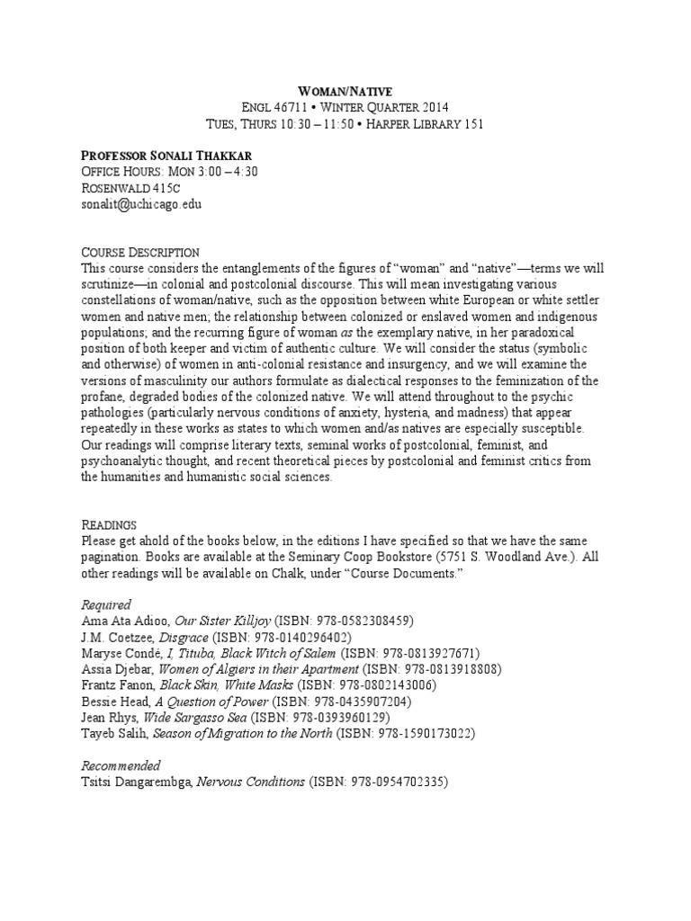 Postcolonial Feminist Literature | PDF | Psychoanalysis | Postcolonialism