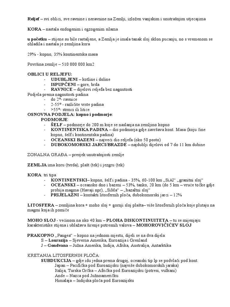 Geografija, Reljef | PDF