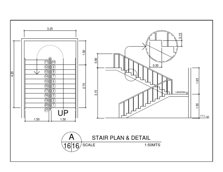 Stair Plan & Detail: Scale 1:50MTS | PDF | Science & Mathematics