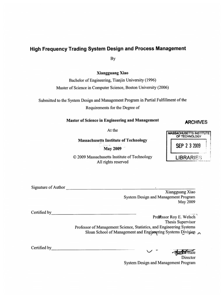 High Frequency Trading System Design | PDF | Algorithmic Trading | System