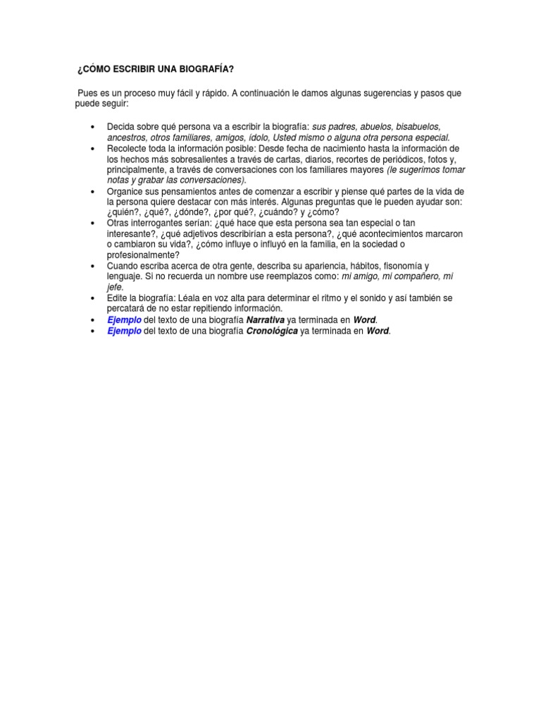 Cómo Escribir Una Biografía | PDF | Ciencias sociales | Estilo de vida