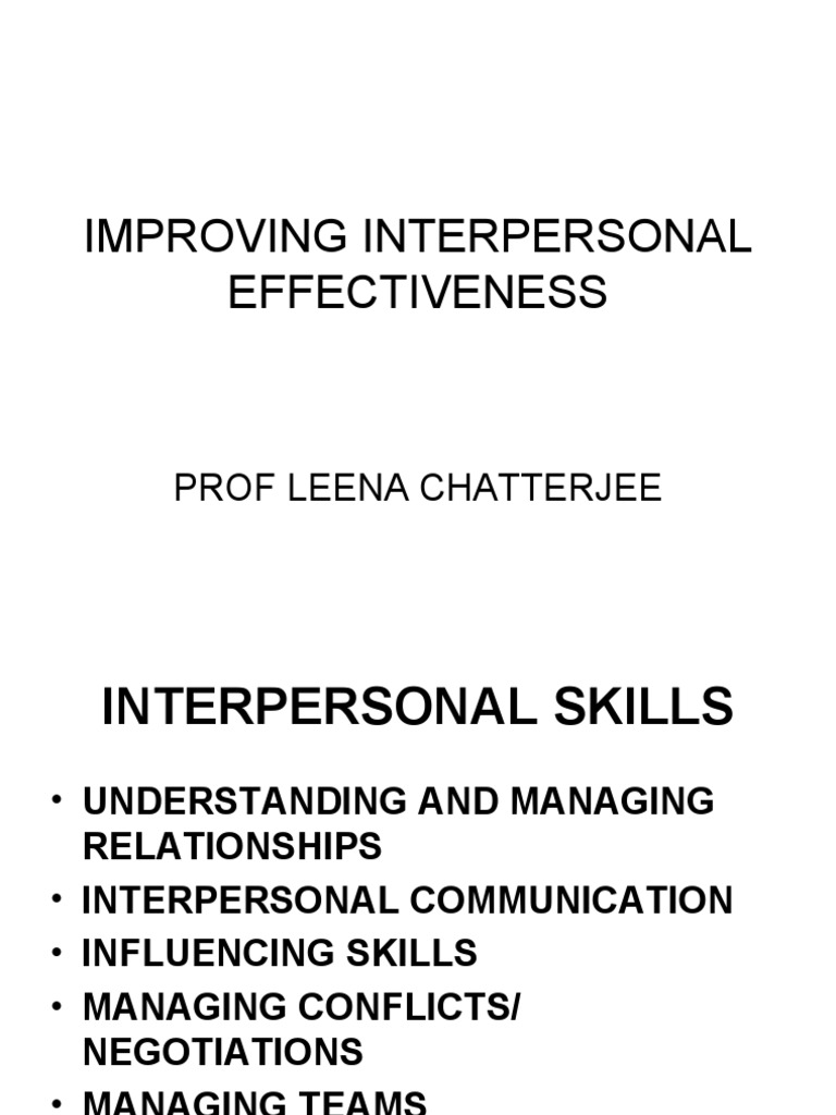 Managing Interpersonal Relationships Pdf