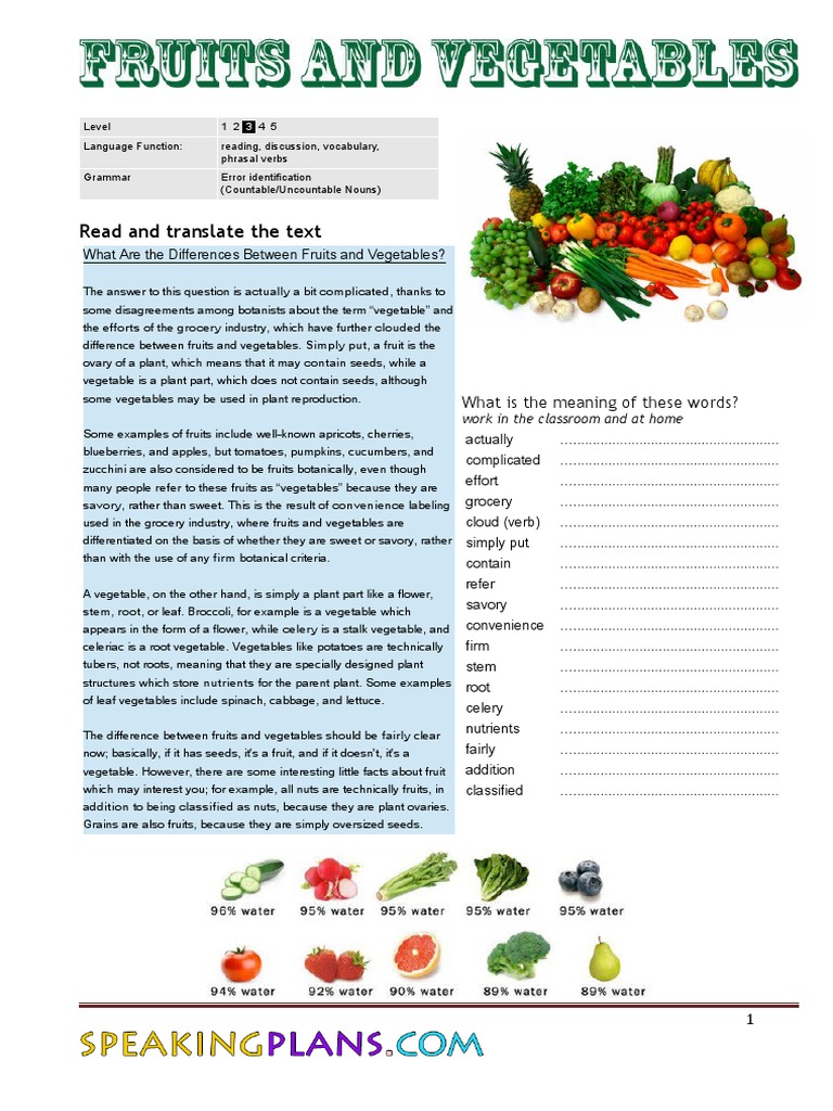 Fruits and Vegetables | PDF | Vegetables | Fruit