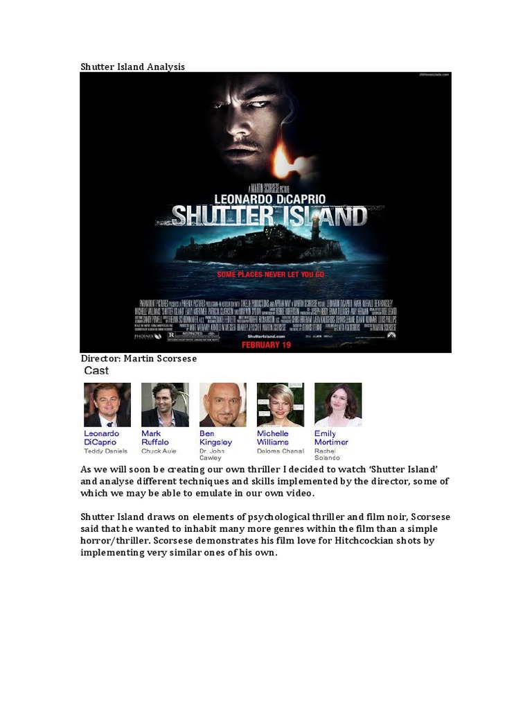 Shutter Island: Cinematic Techniques Analysis | PDF | Martin Scorsese ...
